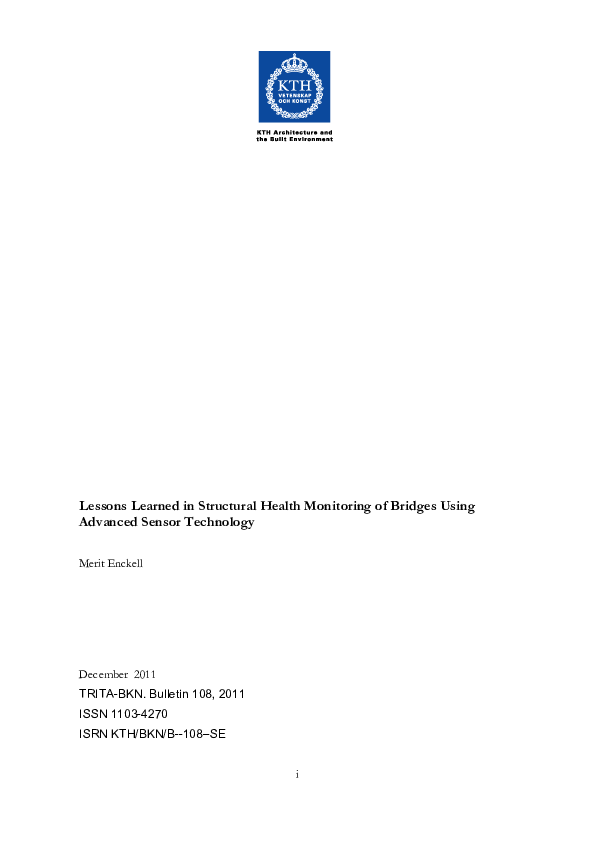 Pdf Lessons Learned In Structural Health Monitoring Of Bridges Using Advanced Sensor Technology
