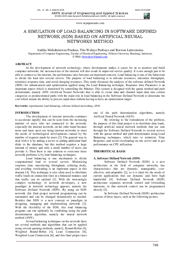 (PDF) A Simulation of Load Balancing in Software Defined Network (SDN ...