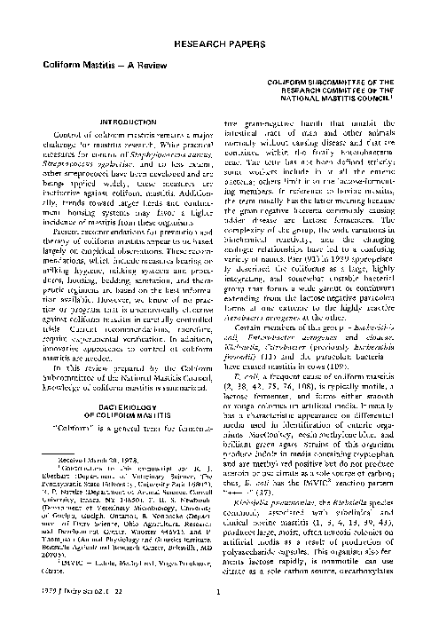 (PDF) Innovative Approaches to Coliform Mastitis