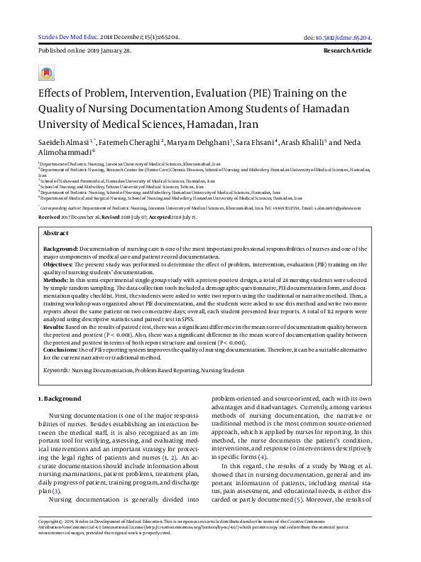 (PDF) Effects of Problem, Intervention, Evaluation (PIE) training on ...