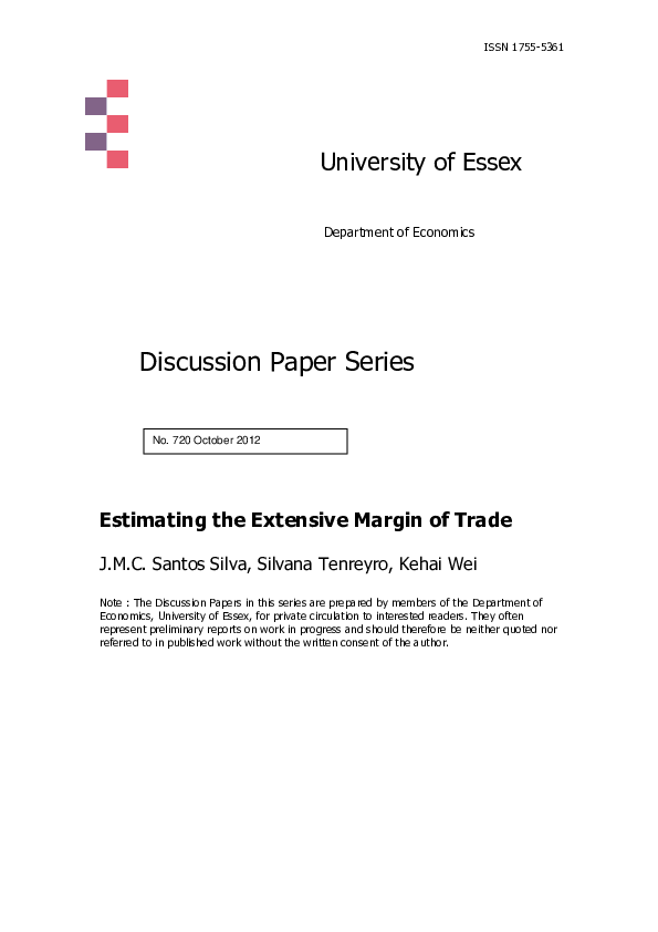 (PDF) Estimating the extensive margin of trade