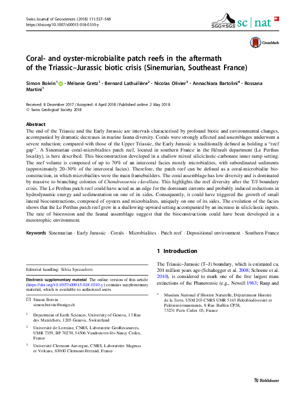 (PDF) Coral- and oyster-microbialite patch reefs in the aftermath of ...