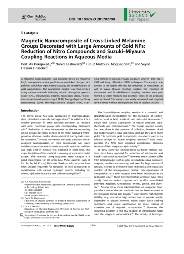 (PDF) Magnetic Nanocomposite of Cross-Linked Melamine Groups Decorated ...