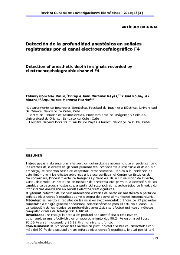 (PDF) Detección de la profundidad anestésica en señales registradas por ...
