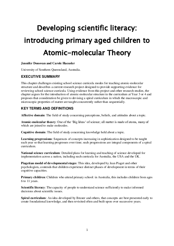 (PDF) Developing Scientific Literacy