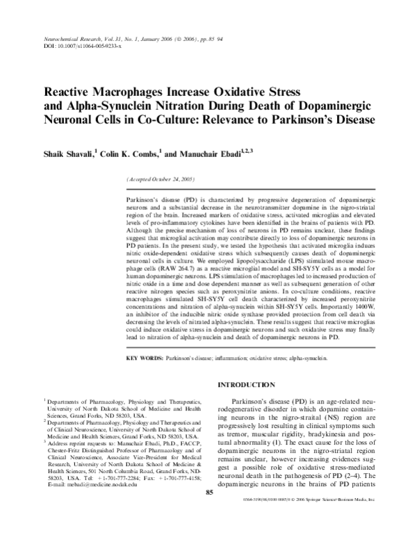 (PDF) Reactive Macrophages Increase Oxidative Stress and Alpha-Synuclein Nitration During Death ...