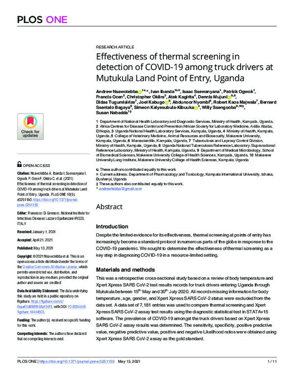 (PDF) Effectiveness of thermal screening in detection of COVID-19 among ...