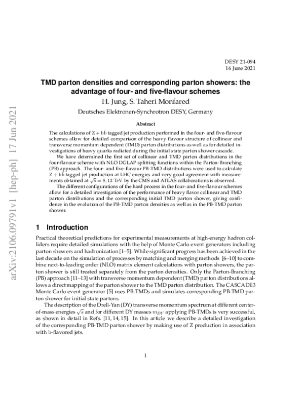 Pdf Tmd Parton Densities And Corresponding Parton Showers The Advantage Of Four And Five