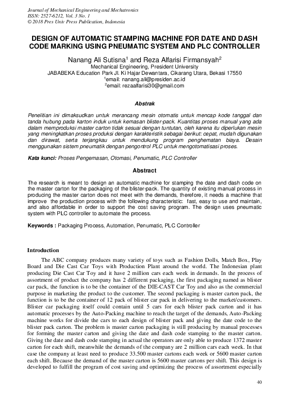 (PDF) Design of Automatic Stamping Machine for Date and Dash Code ...