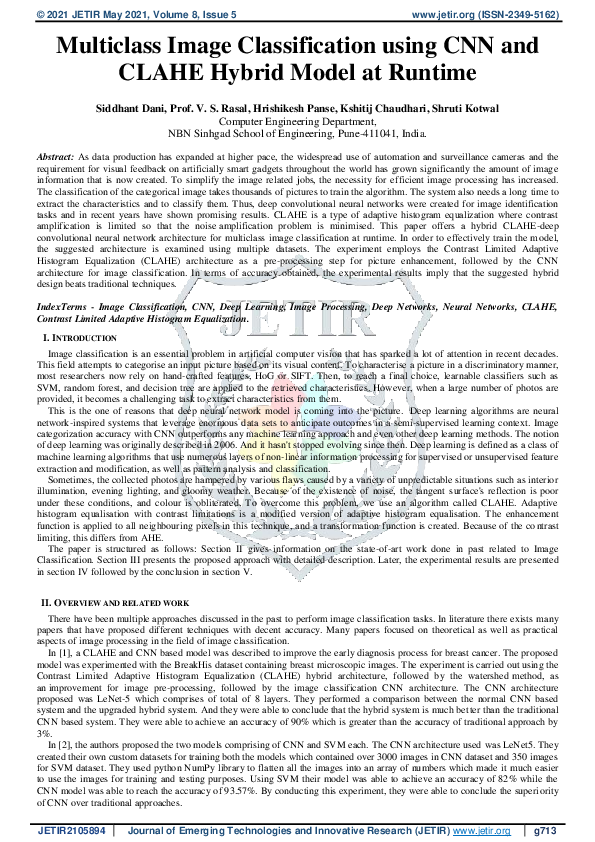 (PDF) Multiclass Image Classification using CNN and CLAHE Hybrid Model at Runtime