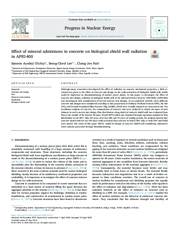 (PDF) Effect of mineral admixtures in concrete on biological shield ...