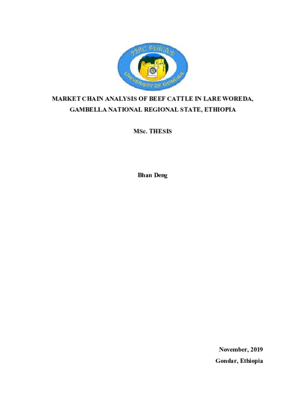 (PDF) MARKET CHAIN ANALYSIS OF BEEF CATTLE IN LARE WOREDA, GAMBELLA NATIONAL REGIONAL STATE ...