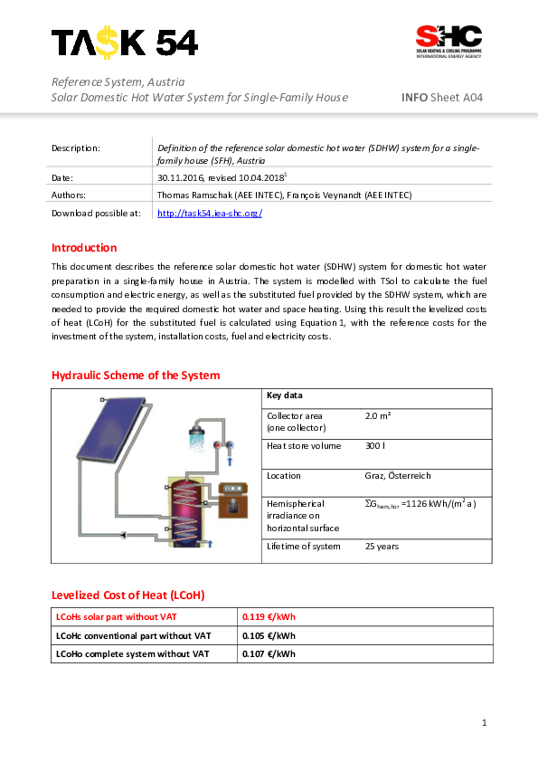 (PDF) INFO Sheet A04: Reference System, Austria Solar domestic hot ...