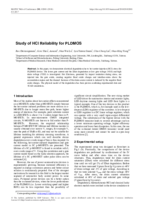 (PDF) Study of HCI Reliability for PLDMOS
