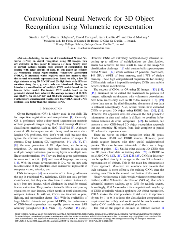 (PDF) Convolutional Neural Network for 3D object recognition using ...