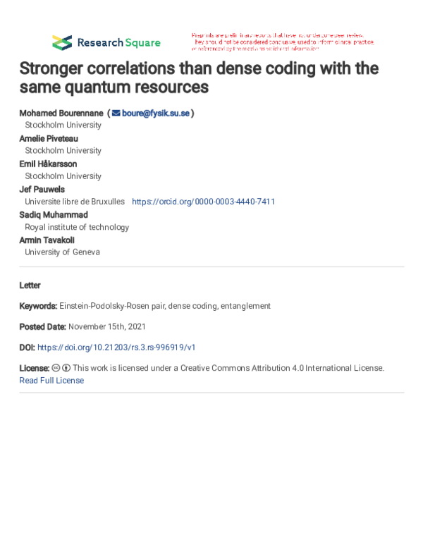 Pdf Stronger Correlations Than Dense Coding With The Same Quantum