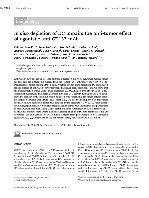 (PDF) In vivo depletion of DC impairs the anti-tumor effect of ...