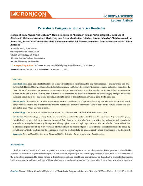 (PDF) Periodontal Surgery and Operative Dentistry