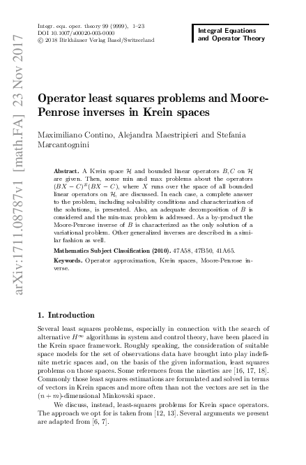 (PDF) Operator Least Squares Problems and Moore–Penrose Inverses in Krein Spaces | Stefania ...