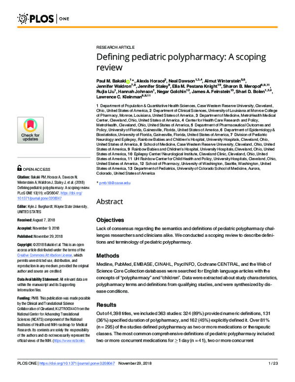 (PDF) Defining pediatric polypharmacy: A scoping review