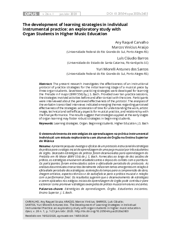 (PDF) The development of learning strategies in individual instrumental ...