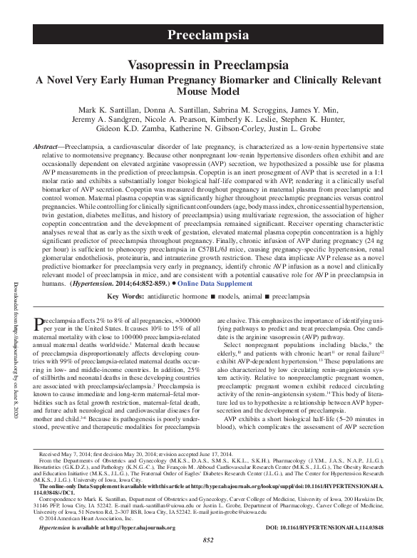 (PDF) Vasopressin in Preeclampsia