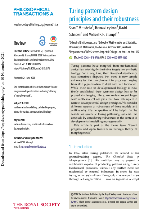 (PDF) Turing pattern design principles and their robustness