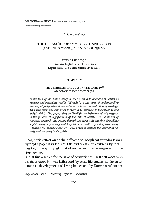 (PDF) The Pleasure of Symbolic Expression and the Consciousness of Signs