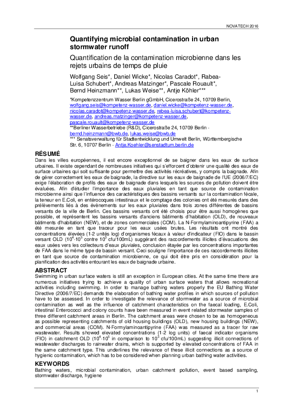 (PDF) Quantifying microbial contamination in urban stormwater runoff ...