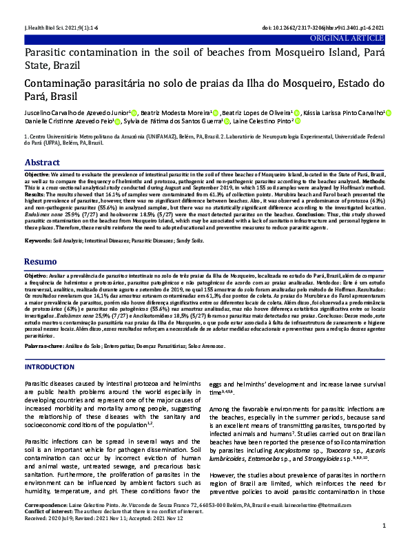 (PDF) Parasitic contamination in the soil of beaches from Mosqueiro ...