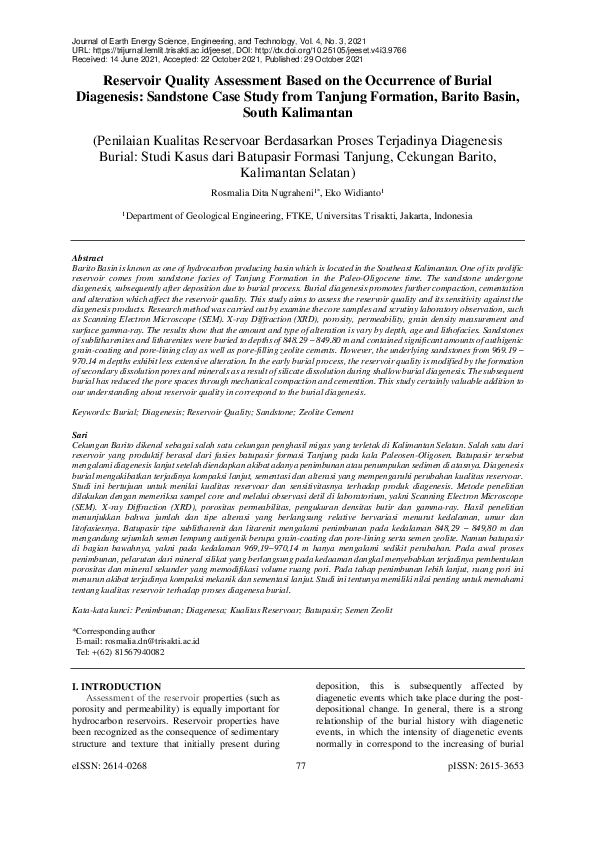 (PDF) Reservoir Quality Assessment Based on The Occurrence of Burial ...