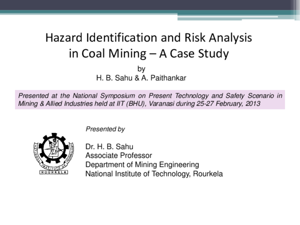 (PDF) Hazard Identification and Risk Analysis in Coal Mining – A Case Study