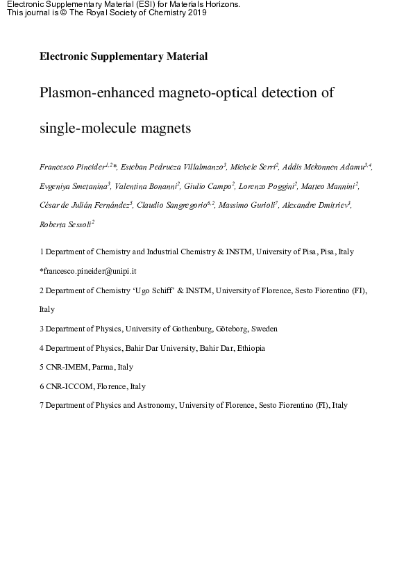 (PDF) Plasmon-enhanced magneto-optical detection of single-molecule magnets