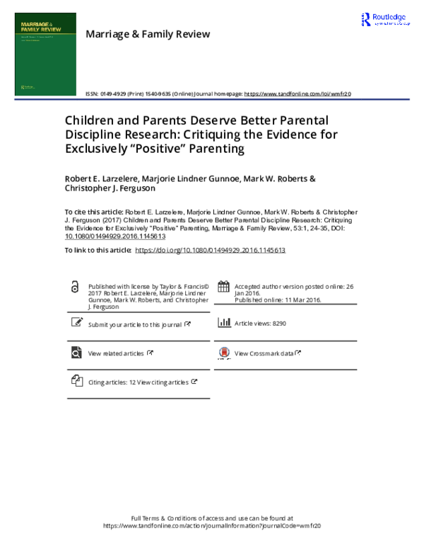 (PDF) Children and Parents Deserve Better Parental Discipline Research ...