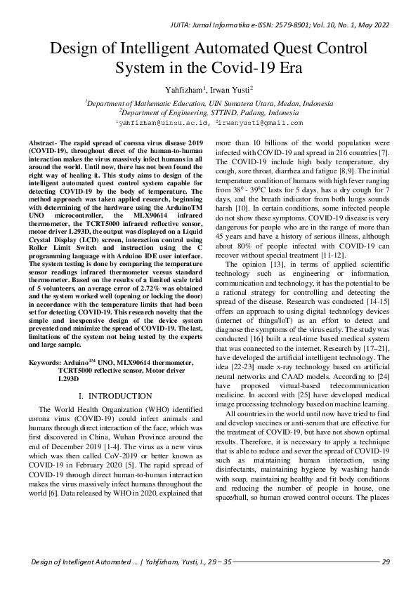 (PDF) Design of Intelligent Automated Quest Control System in the Covid ...