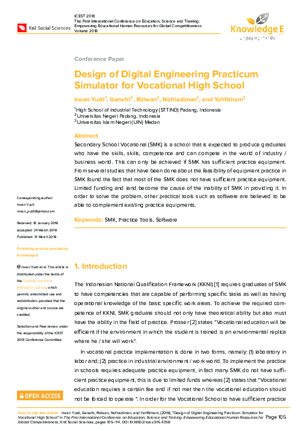 (PDF) Design of Digital Engineering Practicum Simulator for Vocational ...
