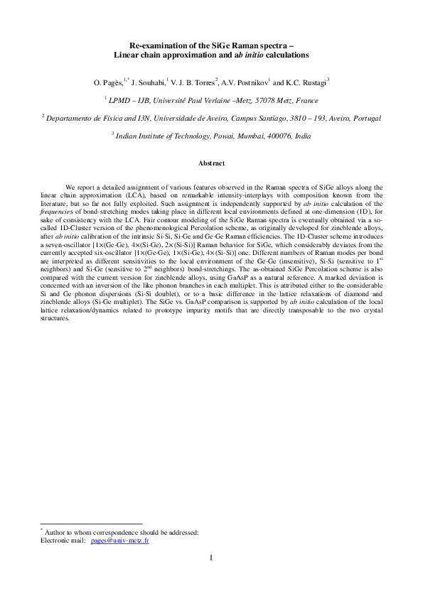 (PDF) Re-examination of the SiGe Raman spectra-Linear chain ...