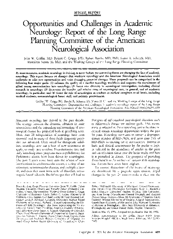 (PDF) Opportunities and challenges in academic neurology: Report of ...