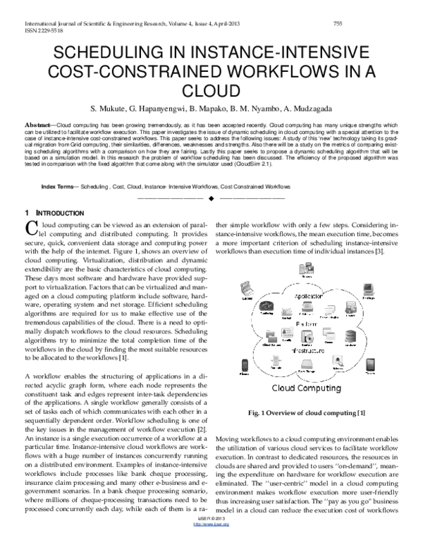 (PDF) Scheduling in Instance-Intensive Cost-Constrained Workflows in a ...