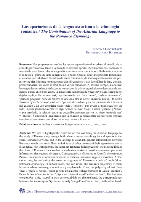 (PDF) Las aportaciones de la lengua asturiana a la etimología románica ...