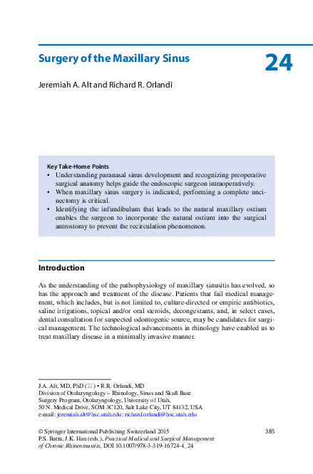 (PDF) Surgery of the Maxillary Sinus