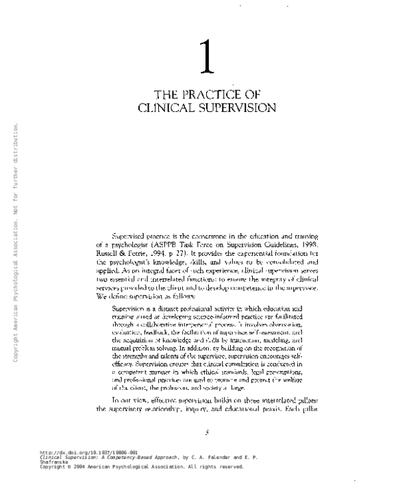 (PDF) Clinical supervision: A competency-based approach