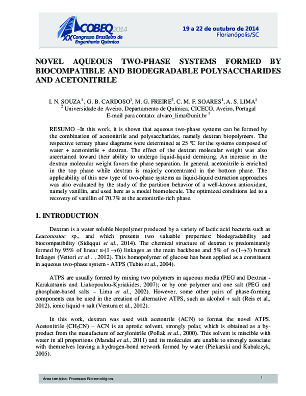 (PDF) Novel Aqueous Two-Phase Systems Formed by Biocompatible and ...