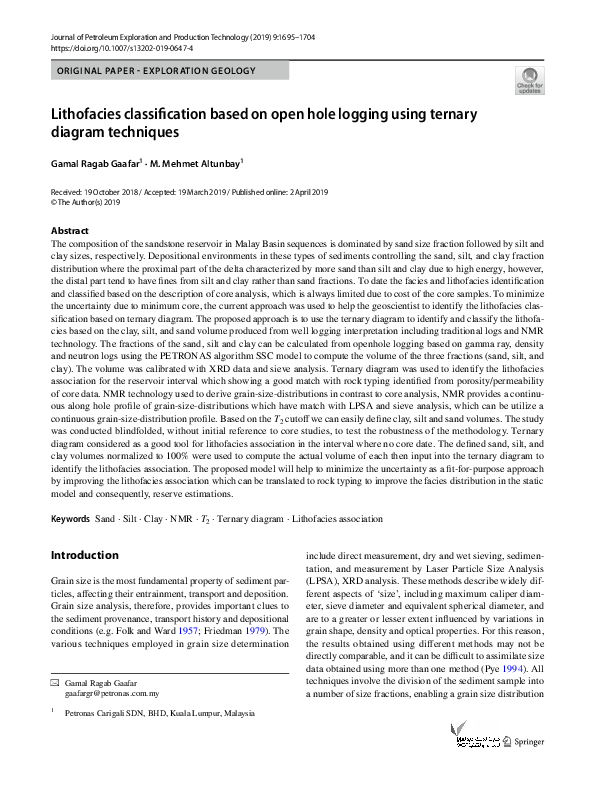 Pdf Lithofacies Classification Based On Open Hole Logging Using Ternary Diagram Techniques