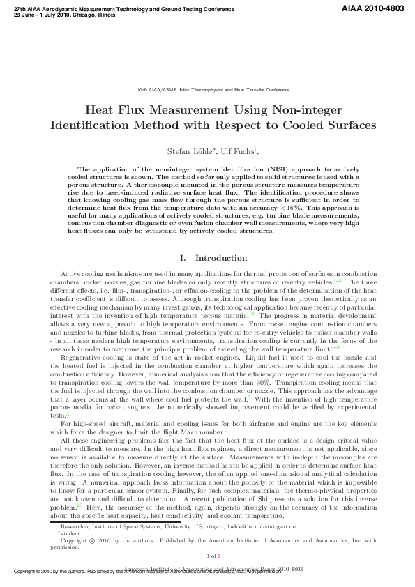 (PDF) Heat Flux Measurement Using Non-integer Identification Method ...
