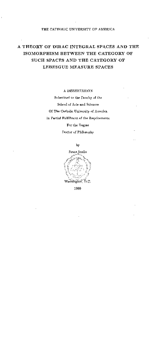 (PDF) A theory of dirac integral spaces and the isomorphism between the category of such spaces ...