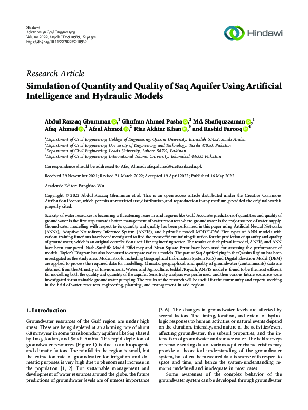 (PDF) Simulation of Quantity and Quality of Saq Aquifer Using ...