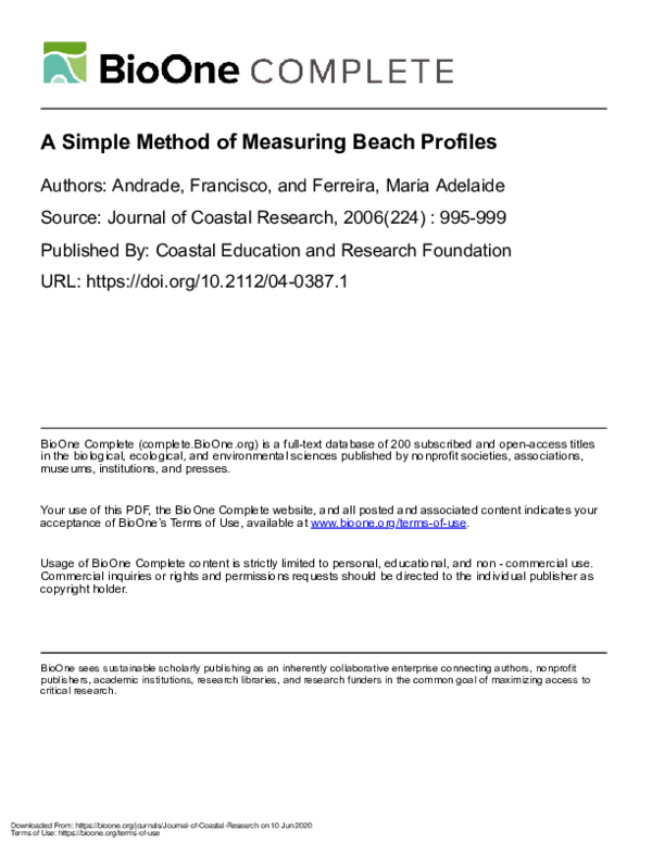 (PDF) A Simple Method of Measuring Beach Profiles