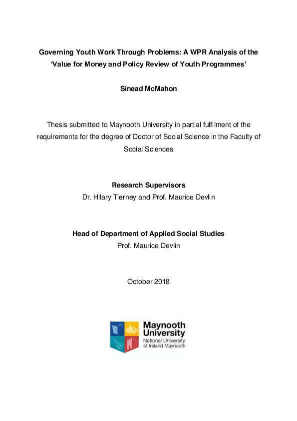 (PDF) Governing Youth Work Through Problems: A WPR Analysis of the ...