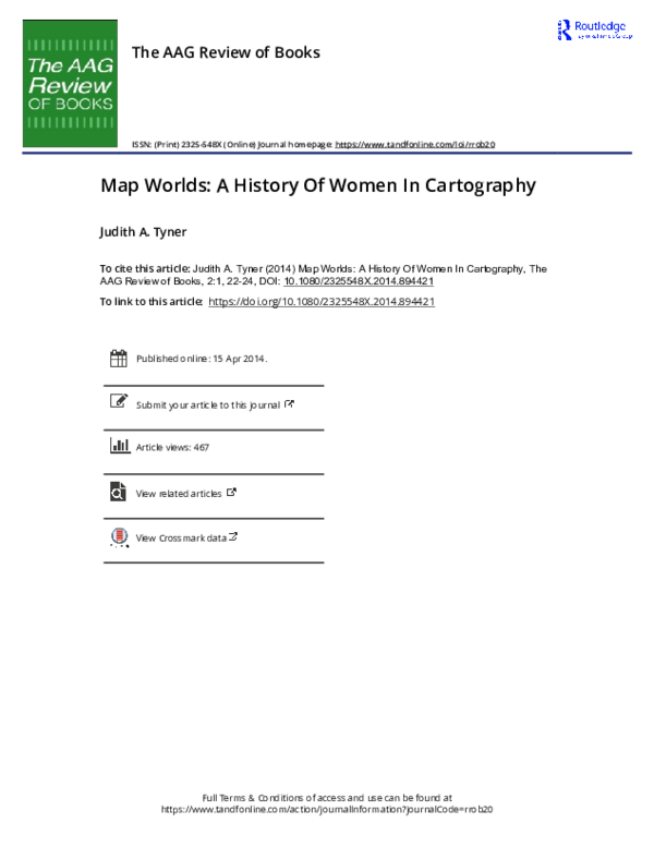 (PDF) Map Worlds: A History Of Women In Cartography